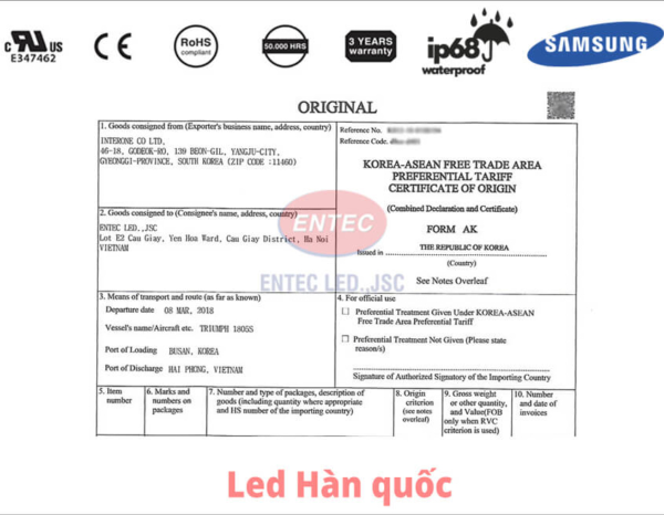 Thế nào là C/O FORM AK của đèn LED chuẩn trên thị trường? - LED Nội Địa ...